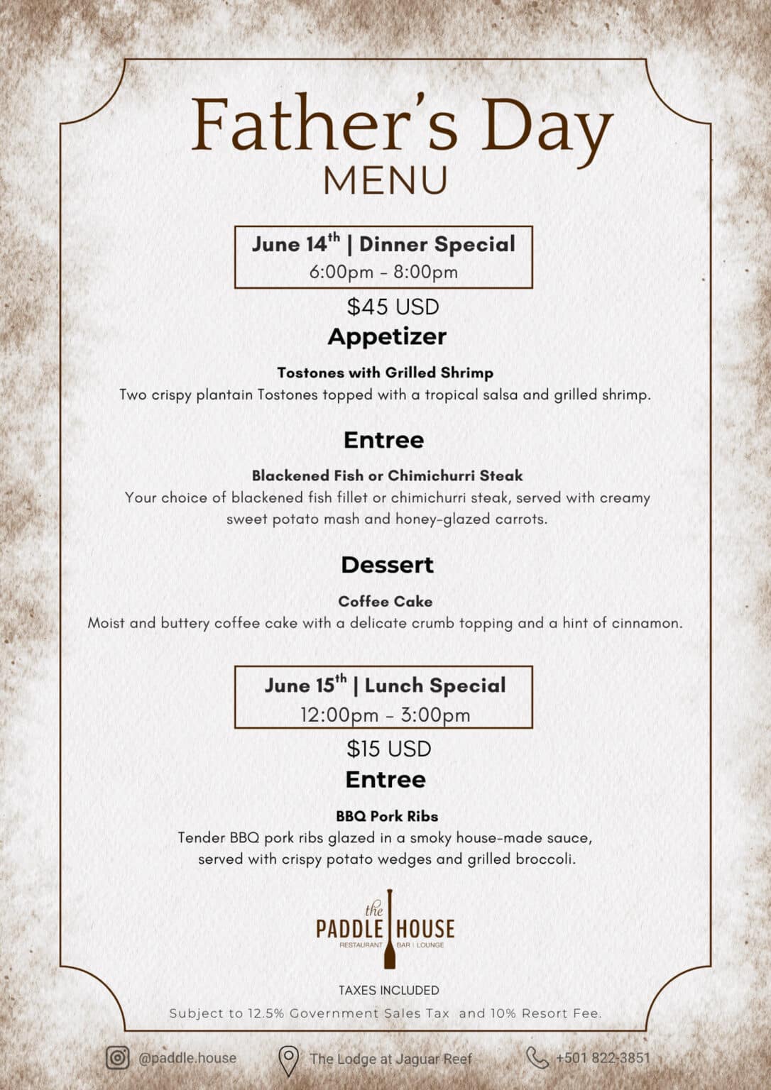 Father's Day Special - The Lodge at Jaguar Reef